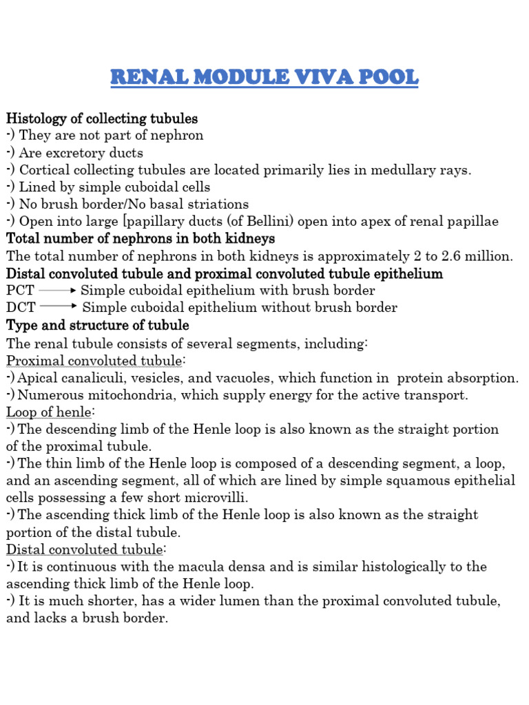 Renal Module Vivapool (Solved) | PDF | Kidney | Nucleotides