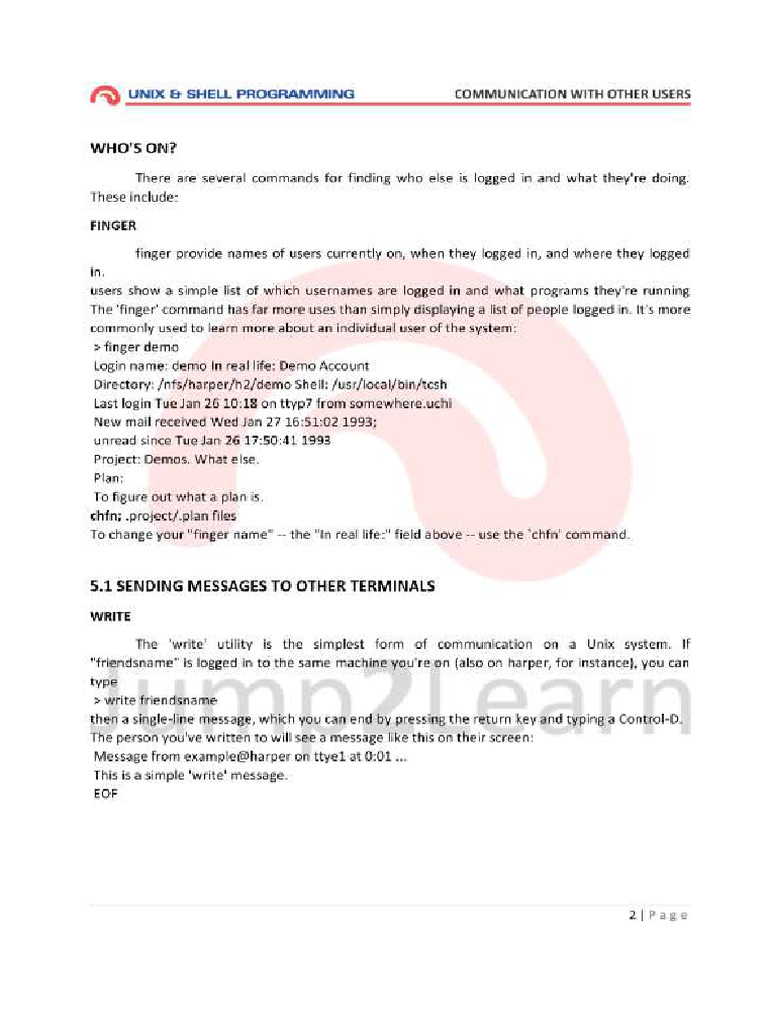 UNIX - 502 Unit-5 . | PDF