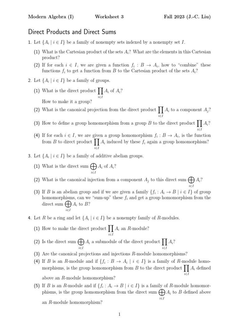 2023ModernAlgWorksheet3 | PDF | Ring (Mathematics) | Module (Mathematics)
