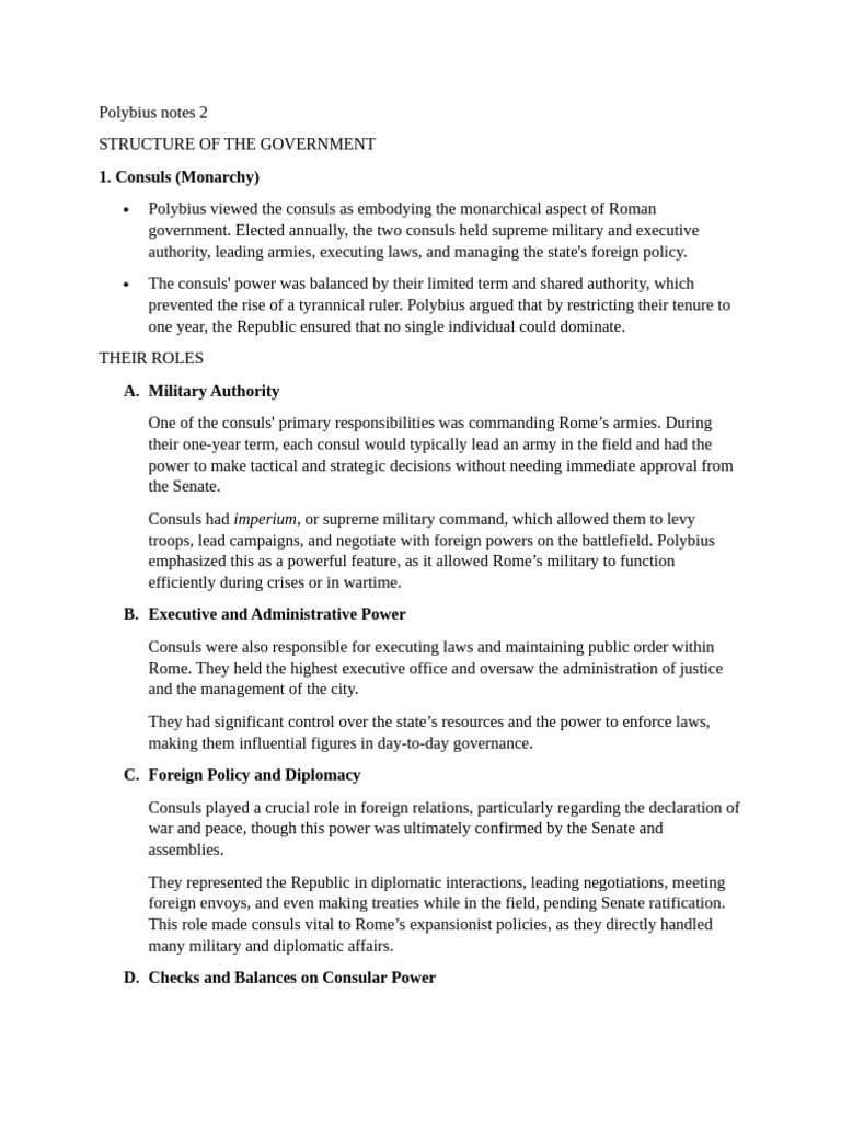 Polybius notes 2 | PDF | Democracy | Political Ideologies