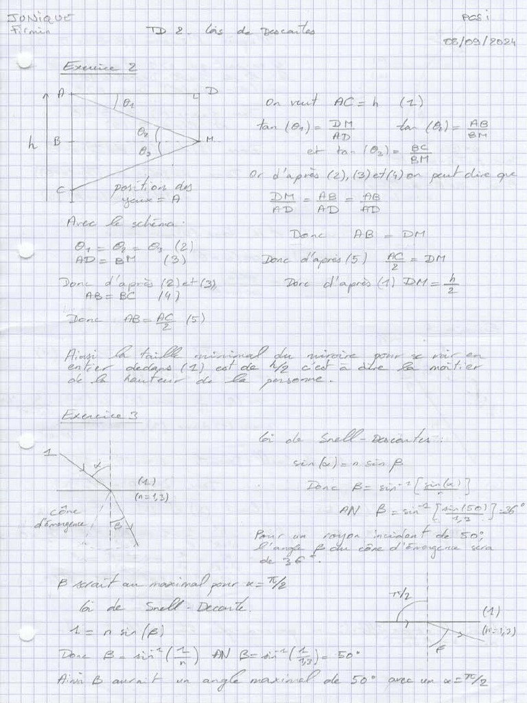 TD2 - Junique - Pcsi | PDF