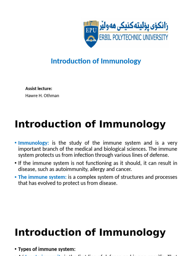 Introduction to Immunology Basics | PDF | Immune System | Immunology