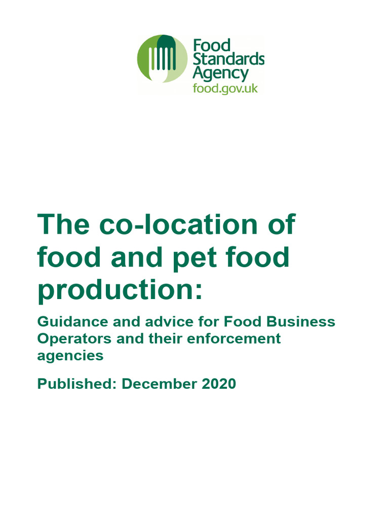Fsa Guidance For The Co Location of Food and Pet Food Production | PDF ...