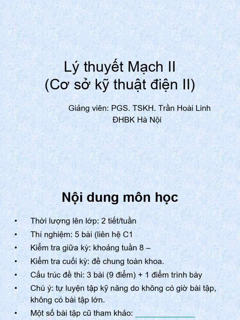Slide Ly Thuyet Mach Dien 2 | PDF