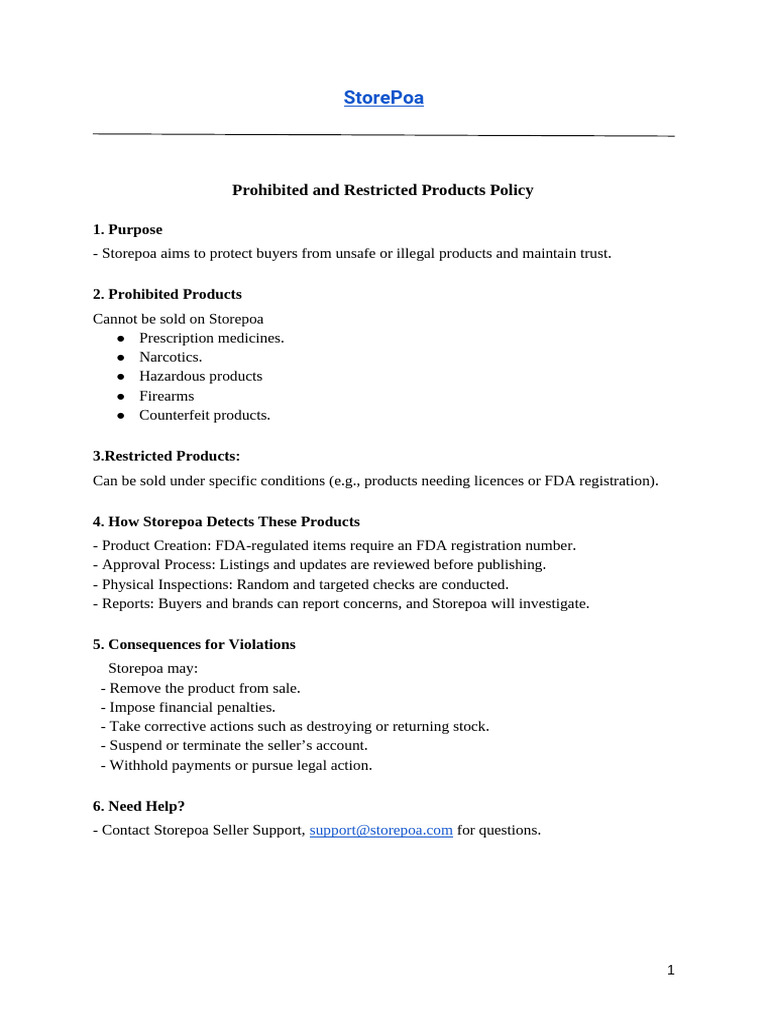 Prohibited Products Policy | PDF