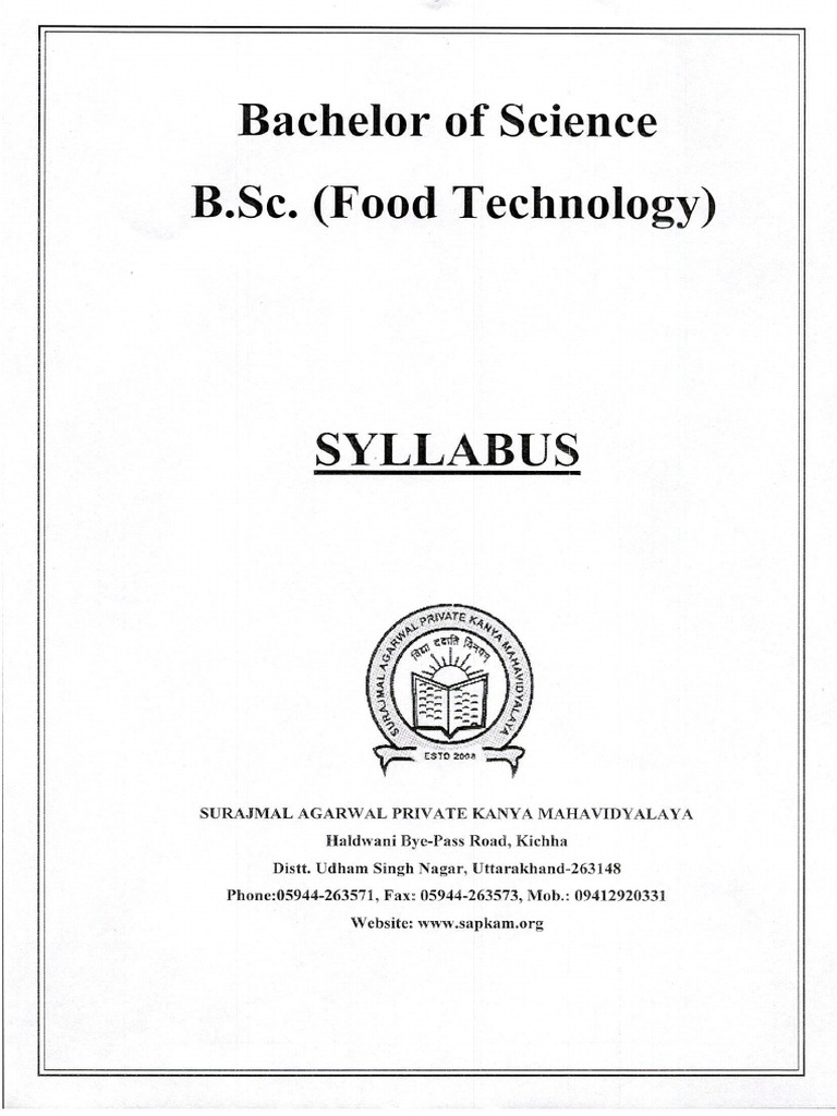 Syllabus BSC Food Technology | PDF