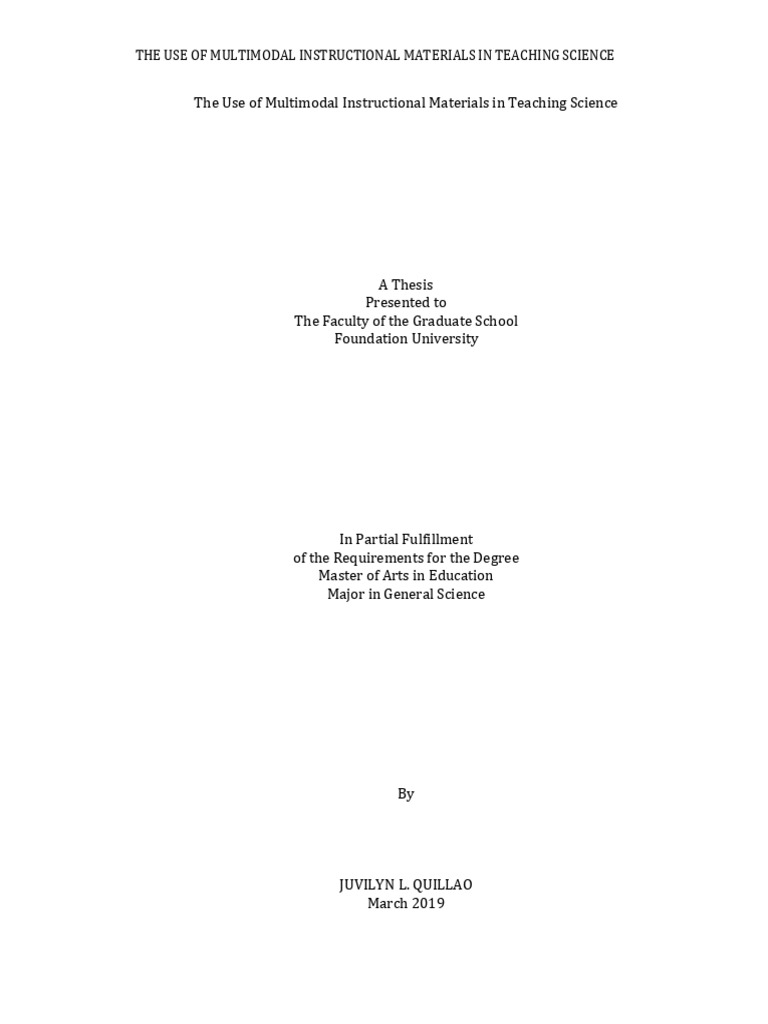 The Use of Multimodal Instructional Mate | PDF | Learning | Teachers