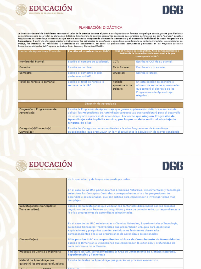 Formato de Planeación Didáctica. | PDF | Evaluación | Aprendizaje