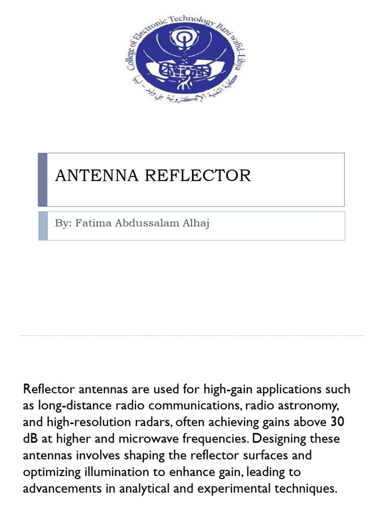 Antenna Reflector | PDF | Antenna (Radio) | Reflection (Physics)