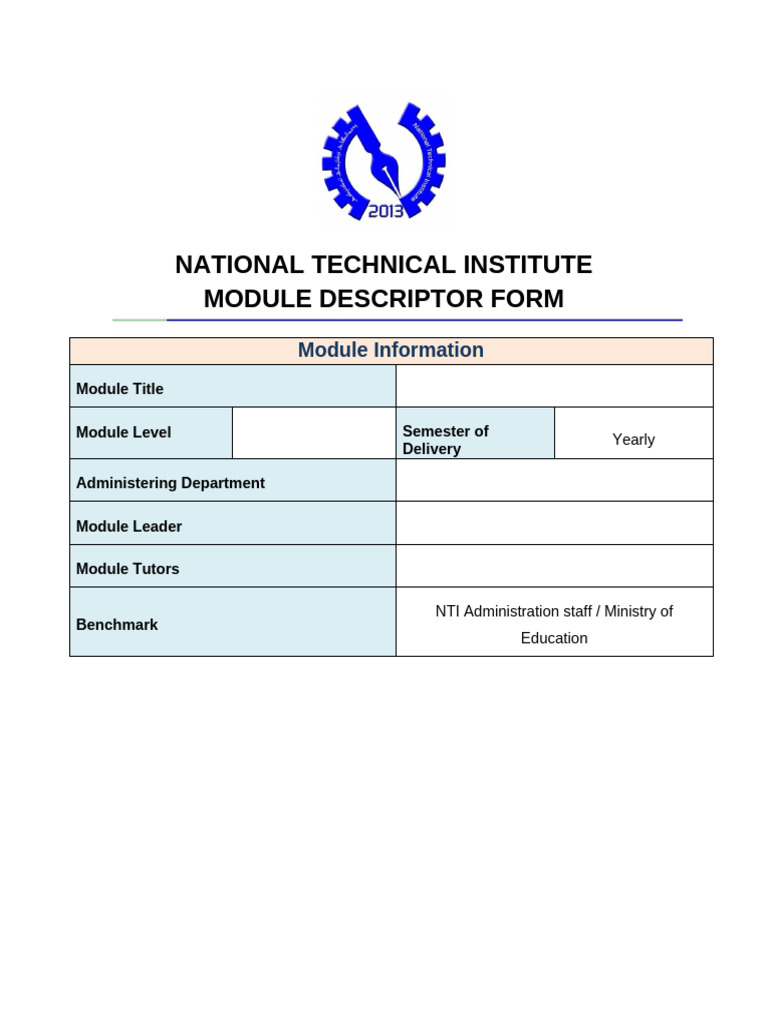 Module Descriptor Template 2024-2025-1 | PDF
