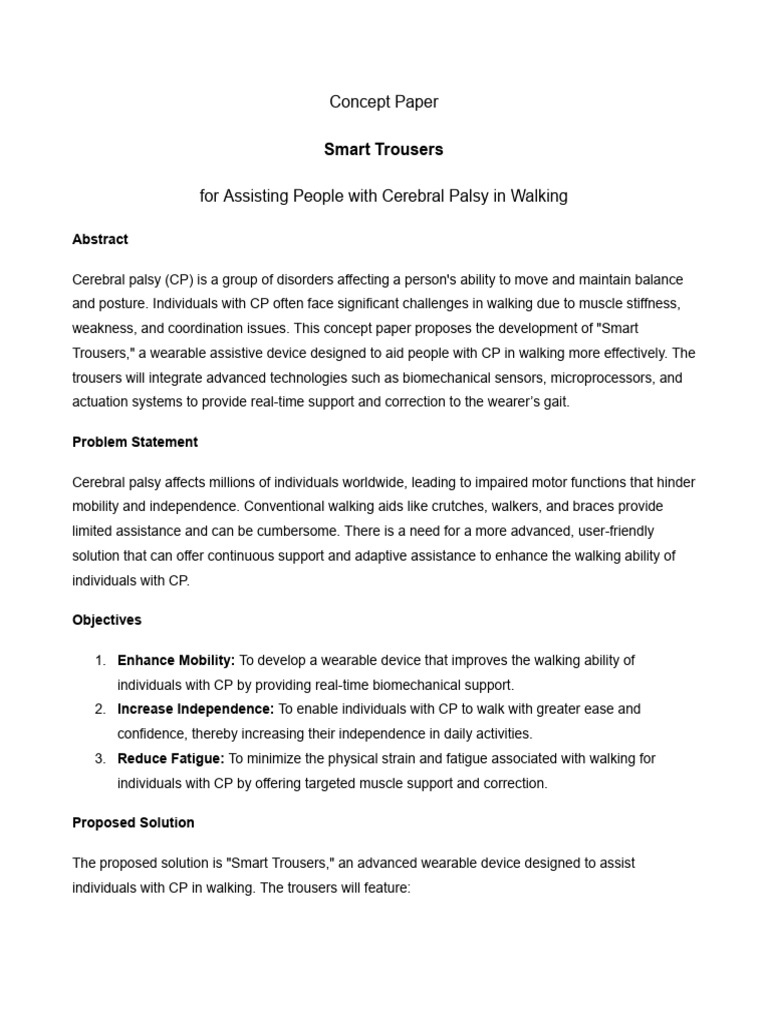 Concept Paper - Smart Trousers | PDF | Cerebral Palsy | Wearable Technology