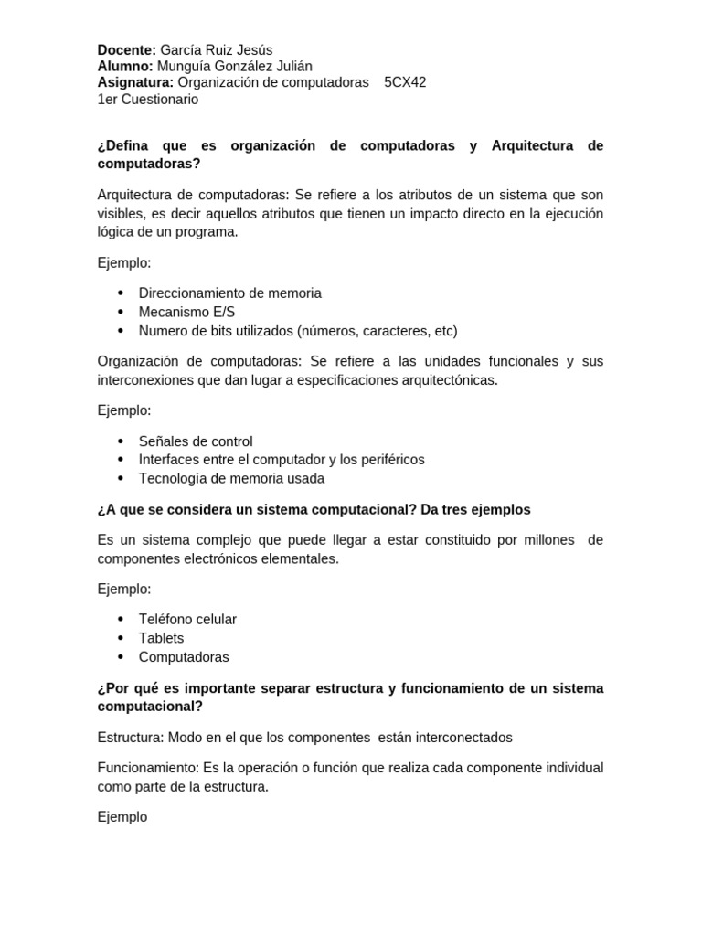 Organizacion de Computadoras | PDF | Unidad Central de procesamiento ...