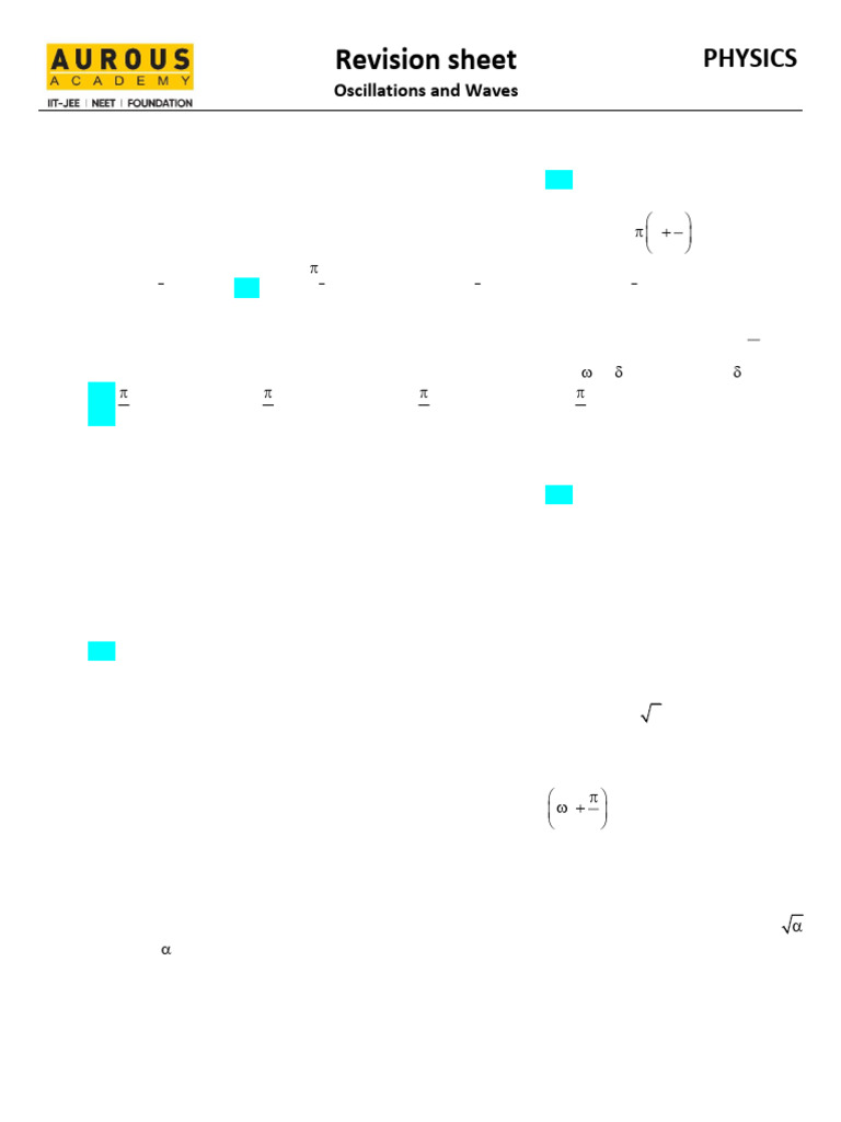 Revision Sheet - Oscillations and Waves | PDF | Waves | Pendulum