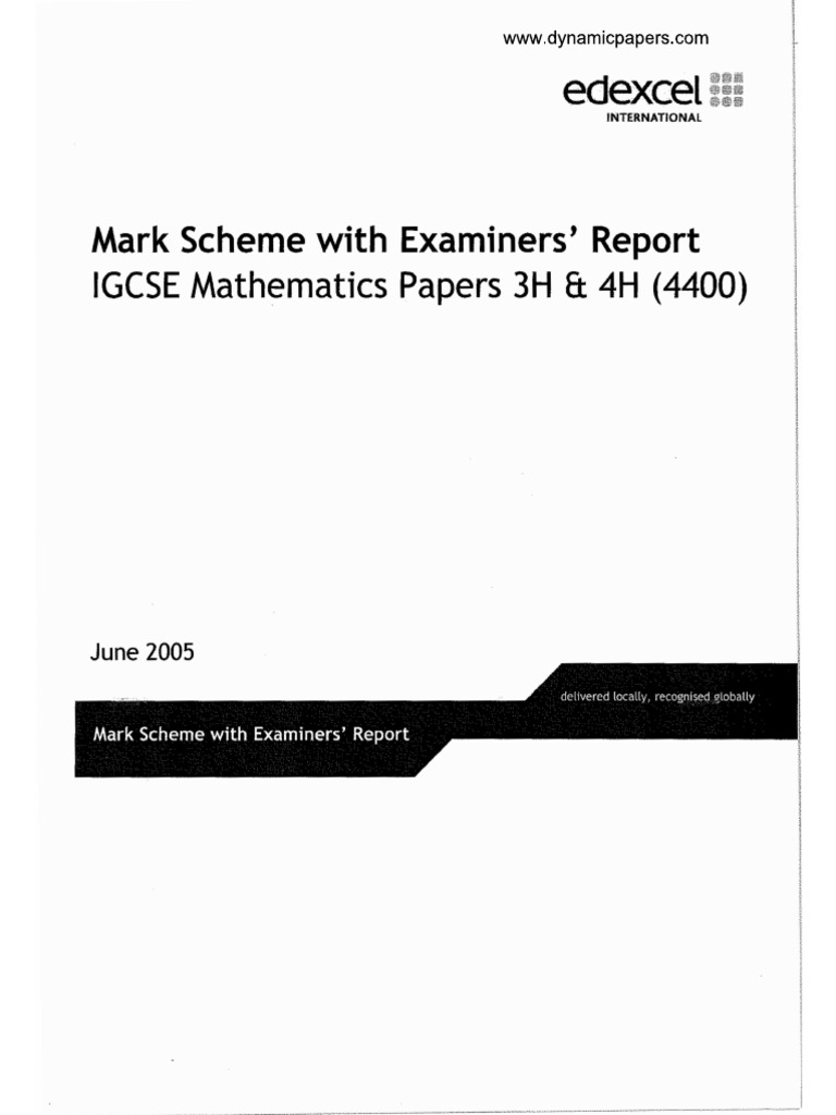 2005 Mathematics Paper 3H Marking Scheme | PDF
