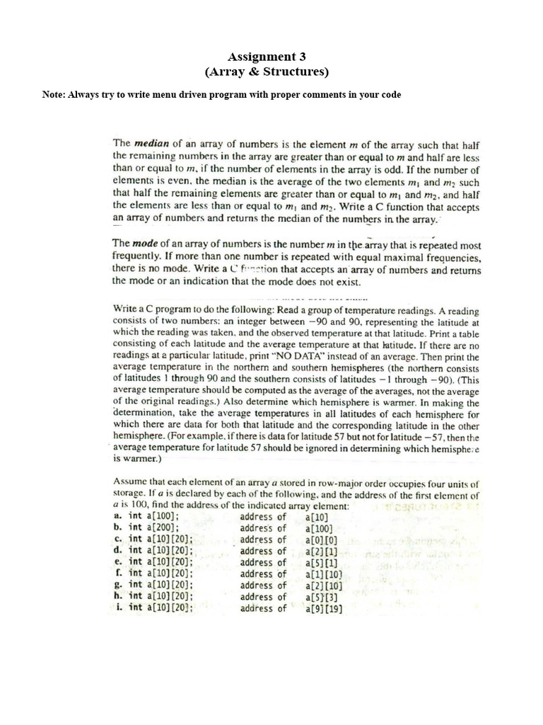 Assignment3 Arrays Structures | PDF