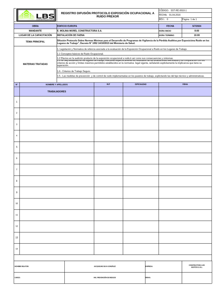 Difusión Protocolo PREXOR | PDF | ruido