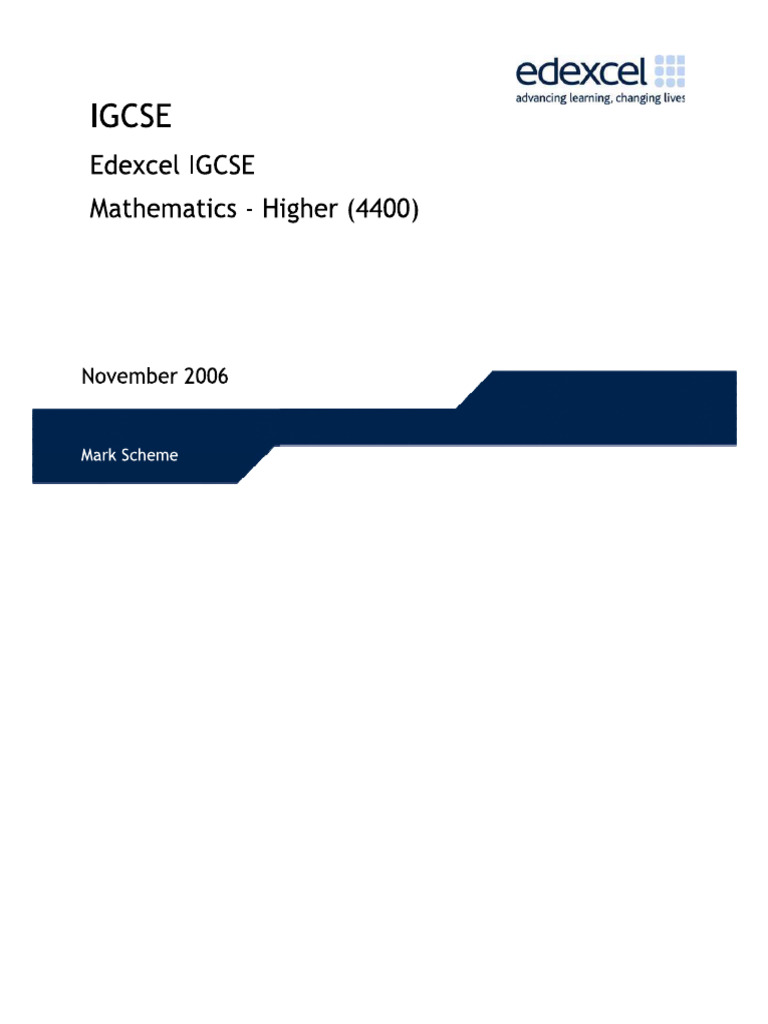 2006 Mathematics Paper 3H Marking Scheme | PDF