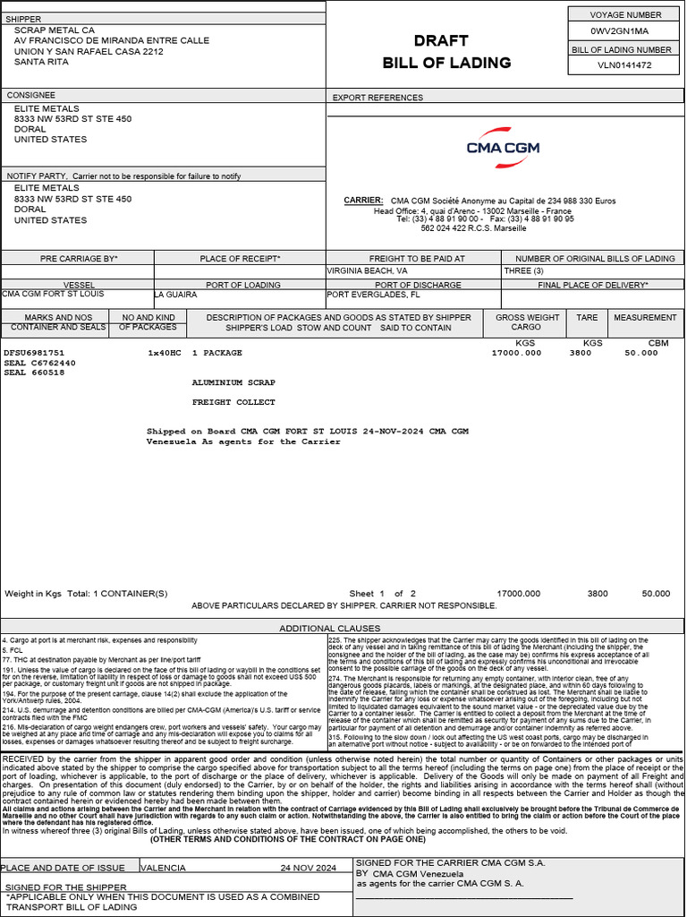 1472 | PDF | Bill Of Lading | Cargo