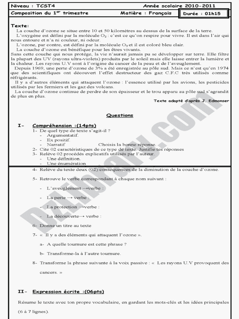 Dzexams 1as Francais 396875 | PDF