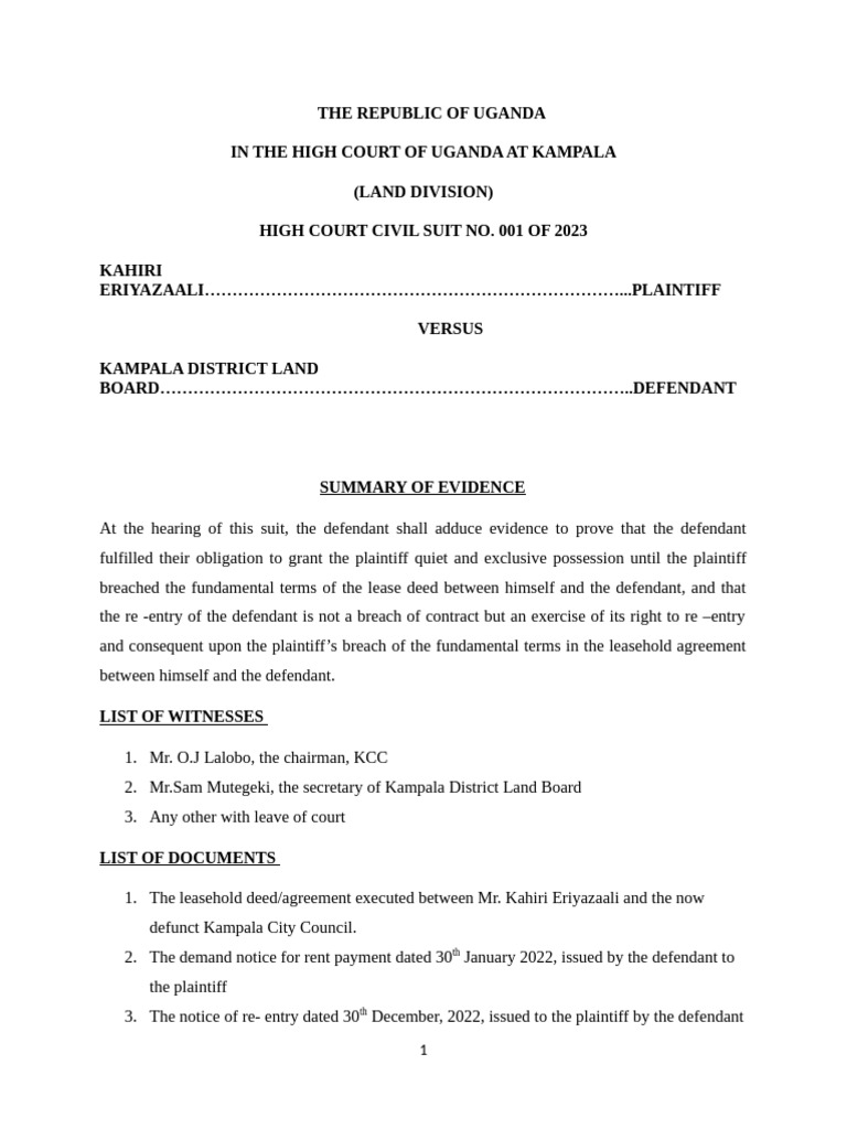 Defendants Summary of Evidence Final | PDF | Private Law | Judiciaries
