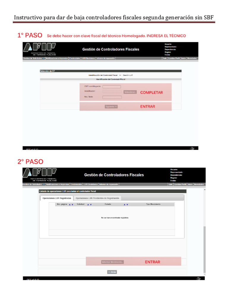 Instructivo para Dar de Baja Controladores Fiscales 2 Generación Sin SBF | PDF