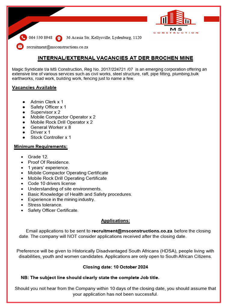 MS Constructions Posts Advert - Der Brochen Mine | PDF