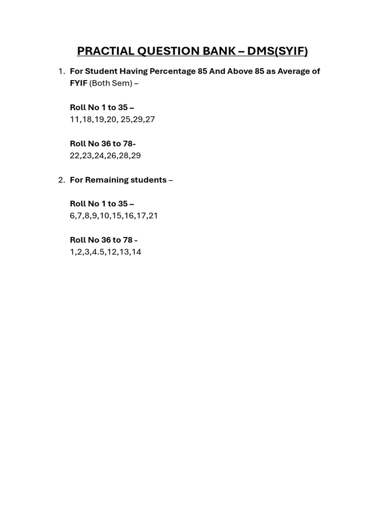 Dms Que Bank | PDF