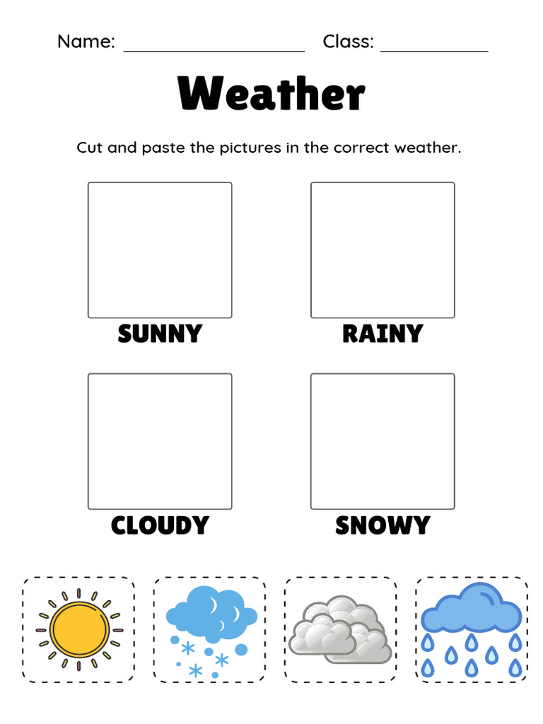 Weather Cut-outs Worksheet | PDF