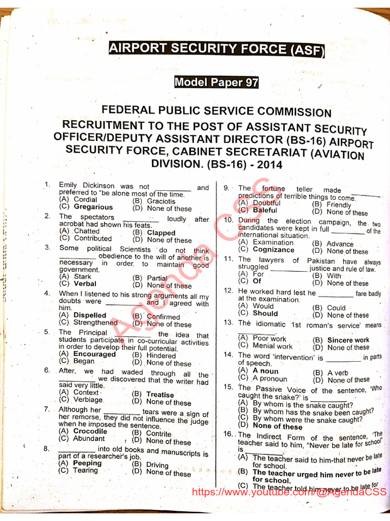 ASF Past Papers | PDF