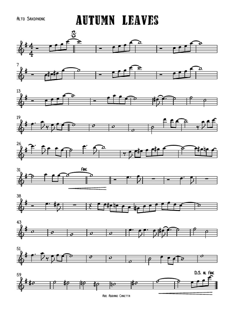 Autum Leaves - Alto Saxophone | PDF