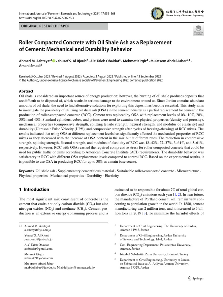 Roller Compacted Concrete with Oil Shale Ash | PDF | Concrete | Cement
