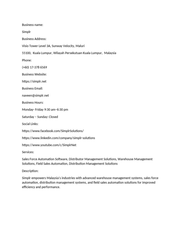 Simplr: Advanced Sales & Warehouse Solutions | PDF