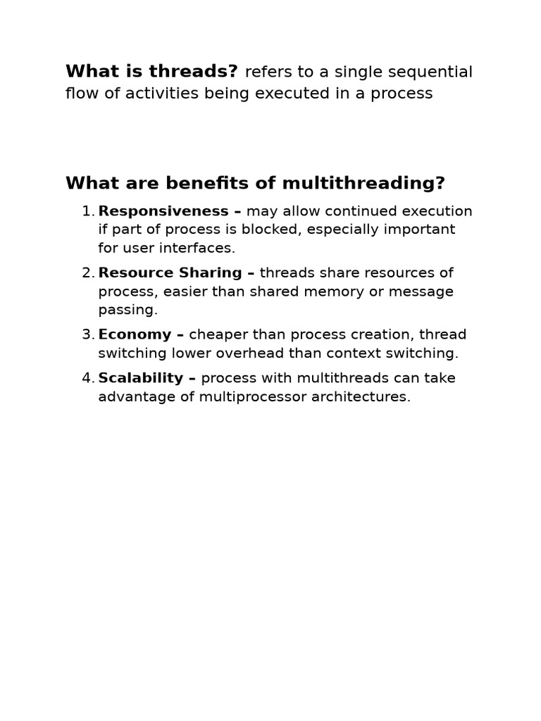 What Is Threads?: Refers To A Single Sequential Flow of Activities ...