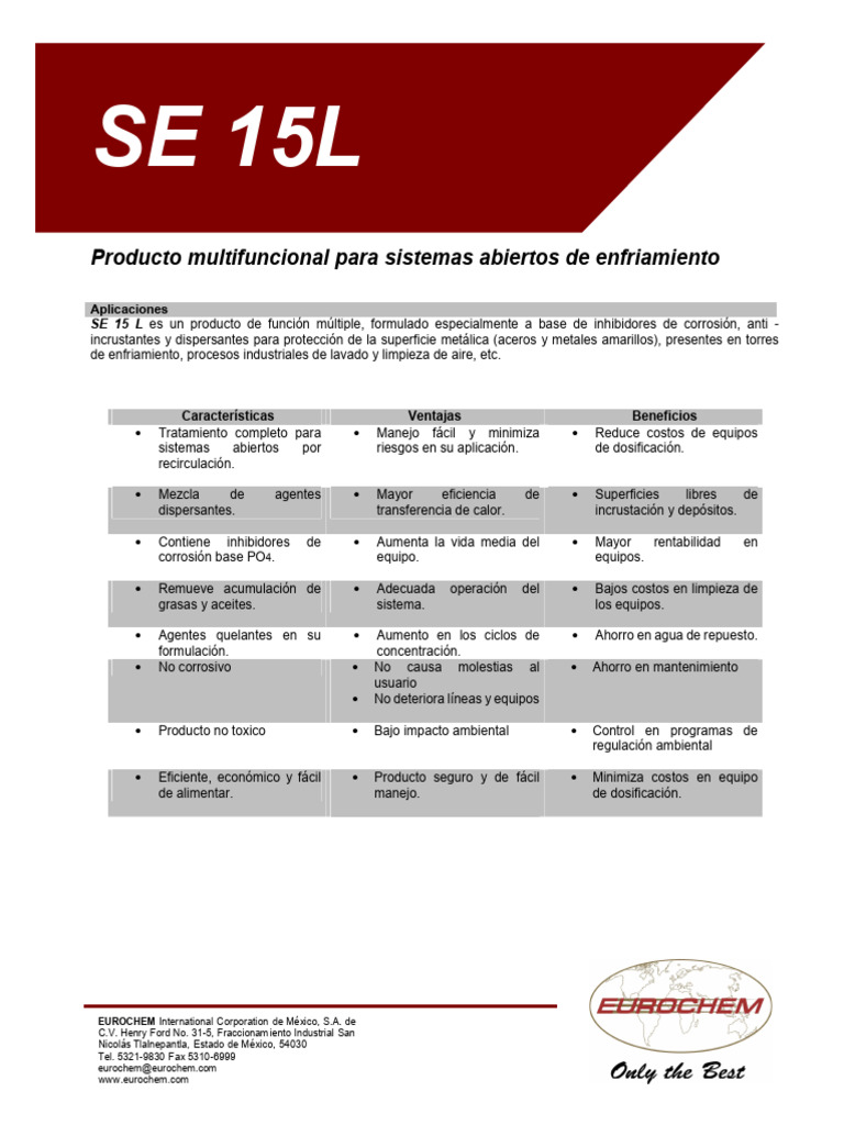 Producto Multifuncional para Sistemas Abiertos de Enfriamiento | PDF ...