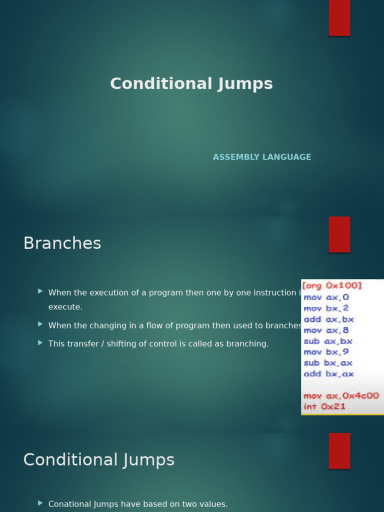Conditional Jumps | PDF | Assembly Language | Integrated Circuit