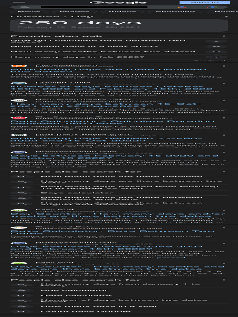 How Many Days Passed From February 15 To October 22 - Google Search | PDF