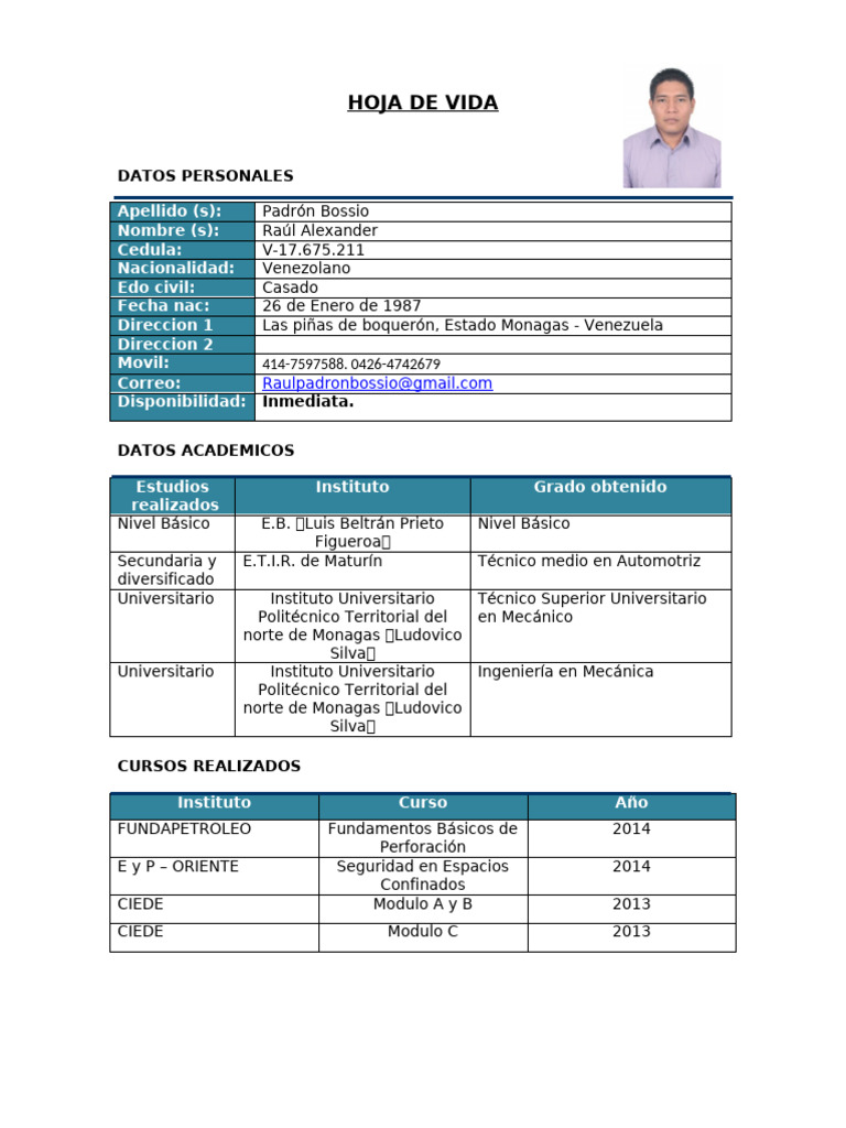 Raul Padron Curriculum S | PDF | Venezuela