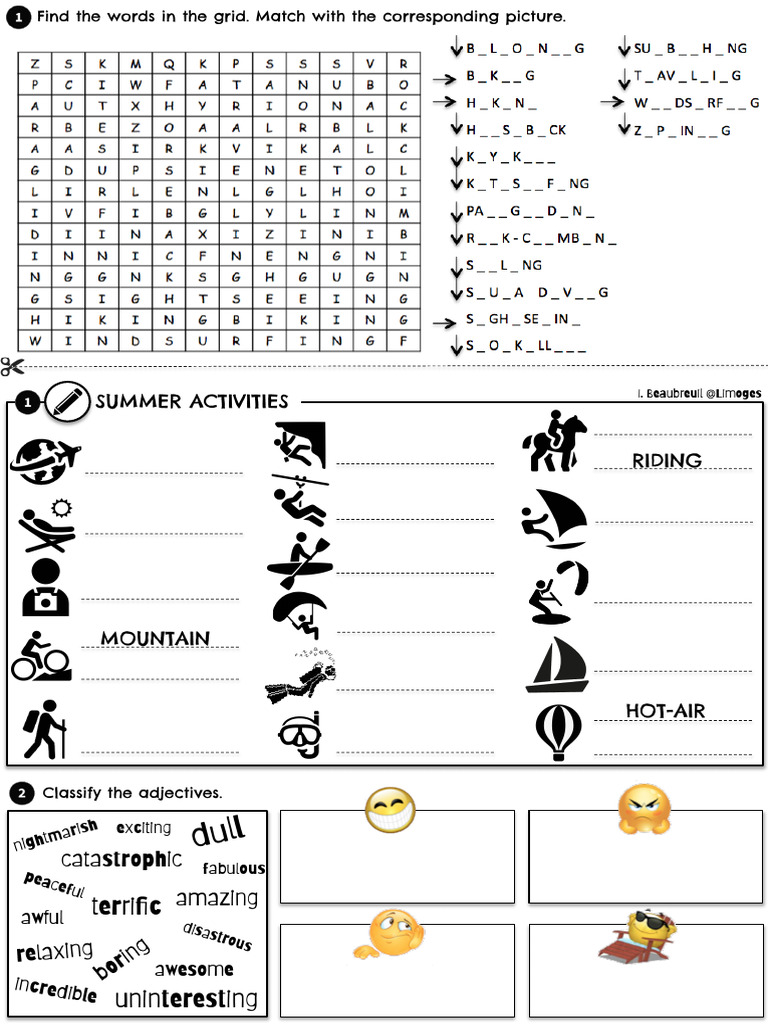 Summer Adjectives Classification | PDF