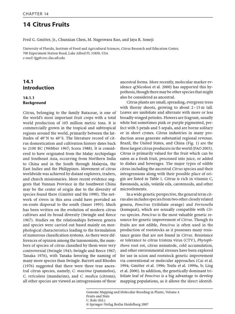 Citrus Fruits: History and Genetics | PDF | Biology | Genetics