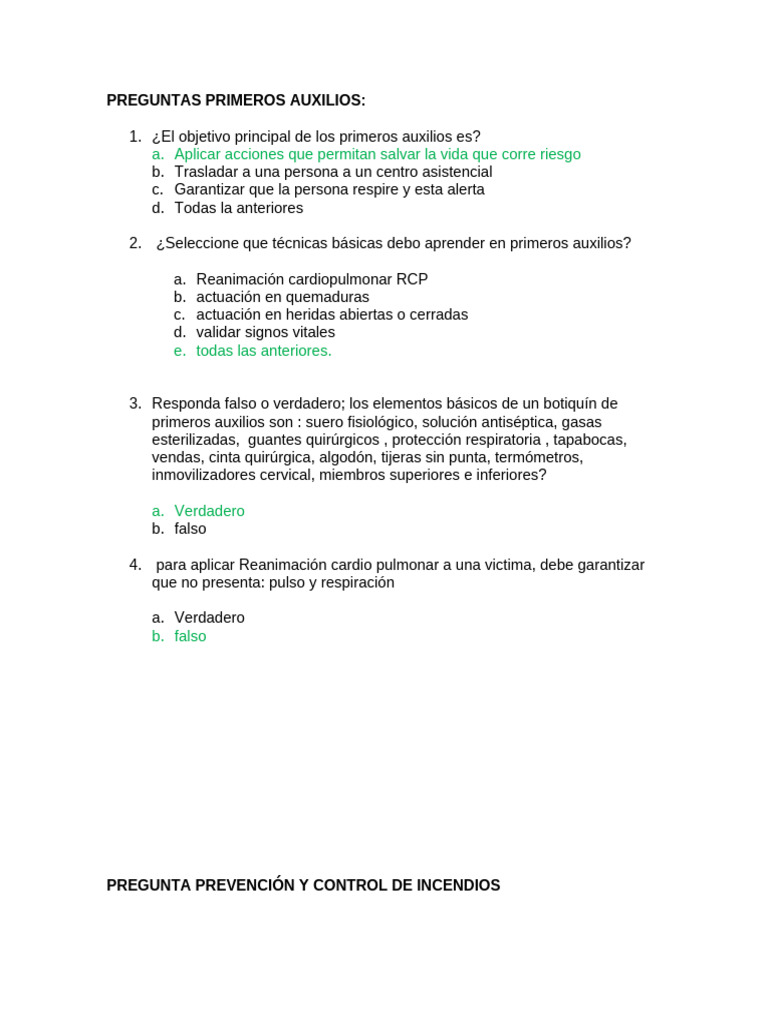 Preguntas Paux y Control Incendios | PDF