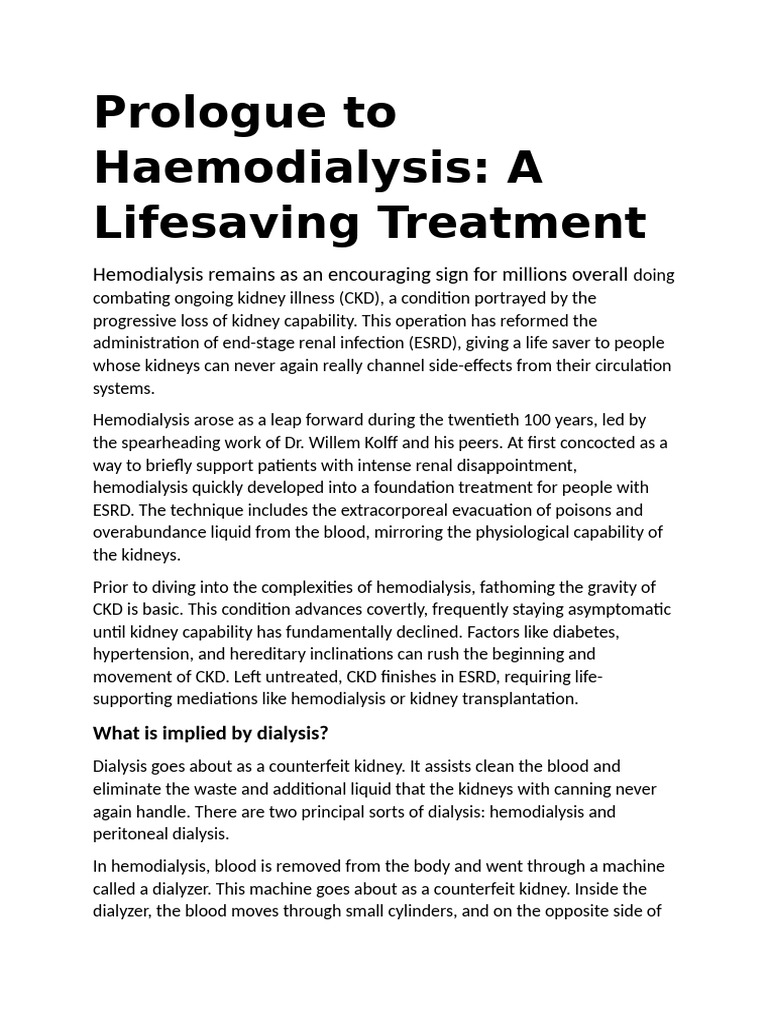 Hemodialysis (Type-3) | PDF | Hemodialysis | Chronic Kidney Disease