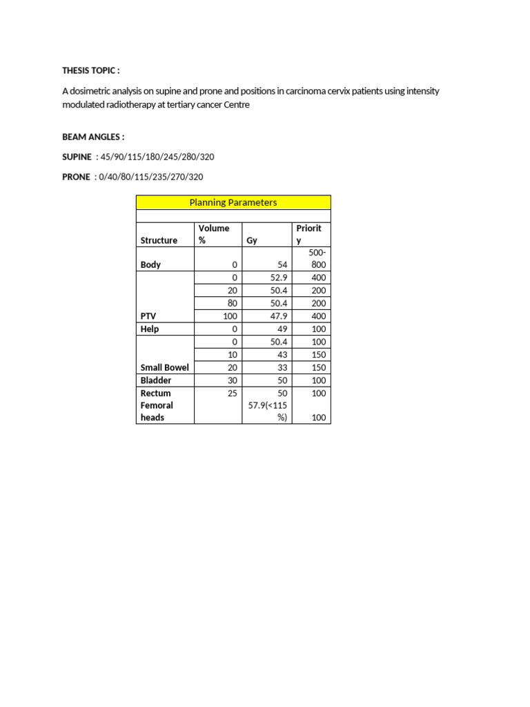 Planning Parameters | PDF