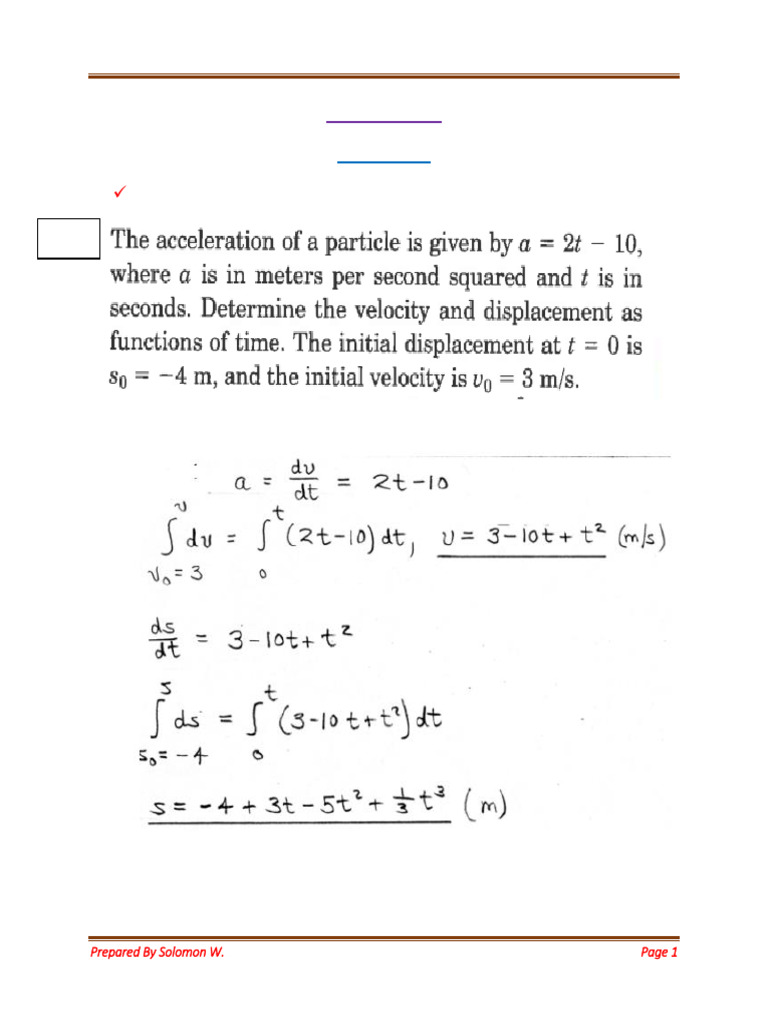 Chapter-2 (Work Sheet + Answer) | PDF | Physics | Mechanics