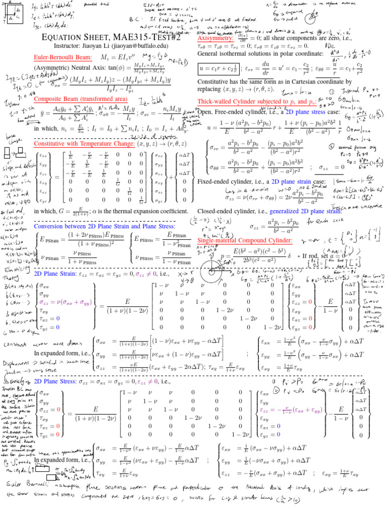Formulas Test 2c Li | PDF | Deformation (Mechanics) | Physical Sciences