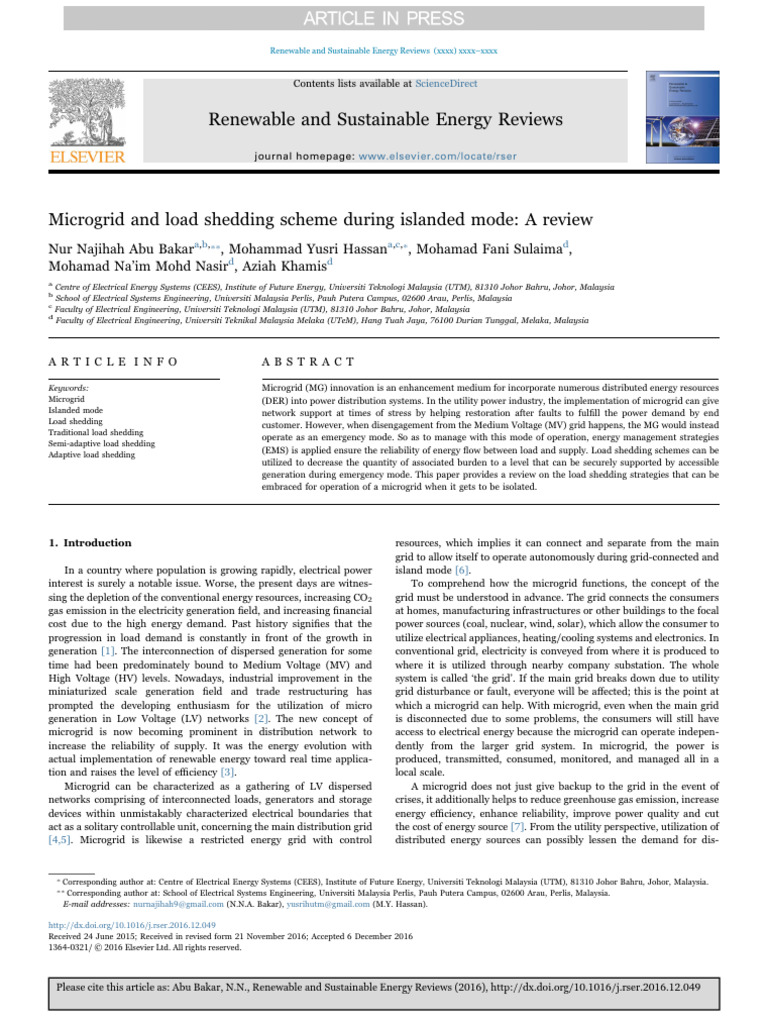 Microgrid and Load Shedding Scheme During Islanded Mode A Review | PDF | Distributed Generation ...