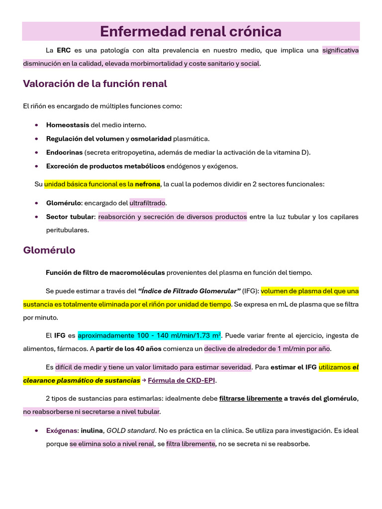 Fisiopato - Erc | PDF | Riñón | Sistema urinario