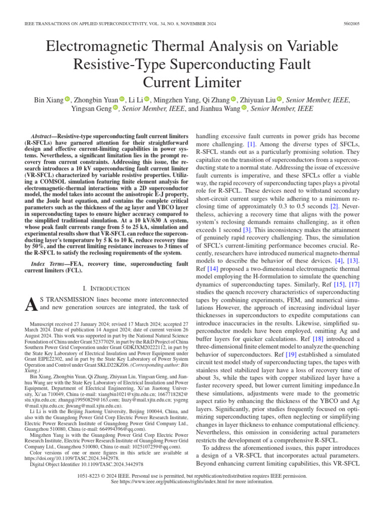 Electromagnetic Thermal Analysis On Variable Resistive-Type Superconducting Fault Current ...