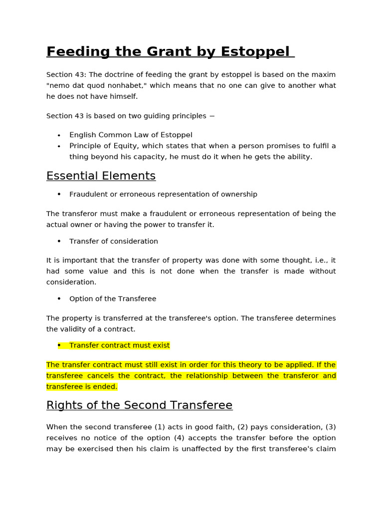 Feeding The Grant by Estoppel | PDF | Consideration | Estoppel