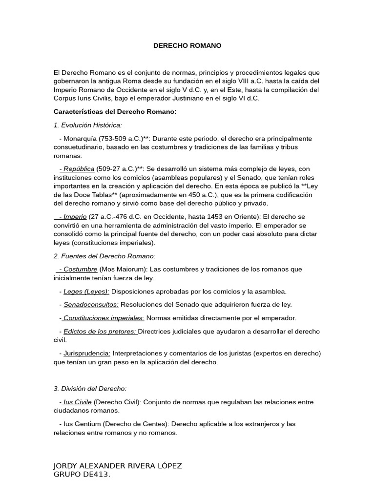 Fundamentos del Derecho Romano | PDF | Ley romana | Derecho Civil (Common Law)