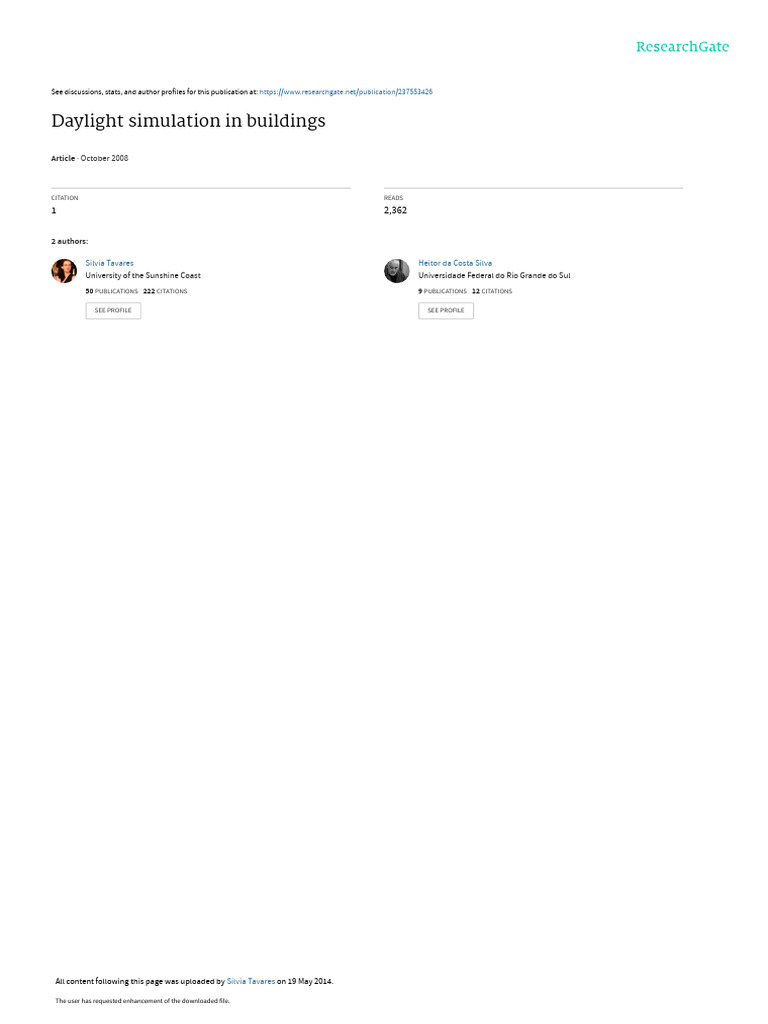 Daylight Simulation in Buildings | PDF | Lighting | Light
